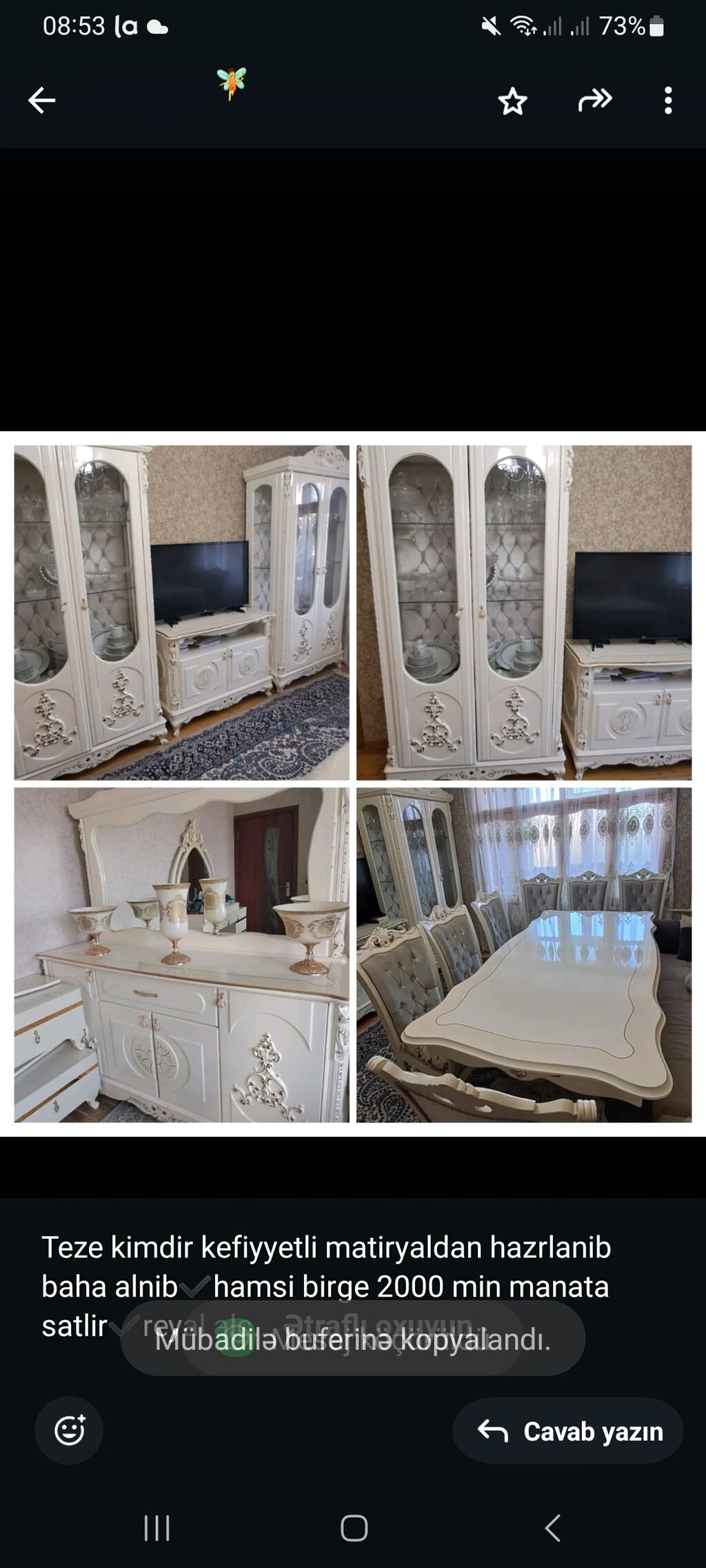 Teze kimdir kefiyyetli matiryaldan hazrlanib baha: 2000 AZN Qonaq otağı ...