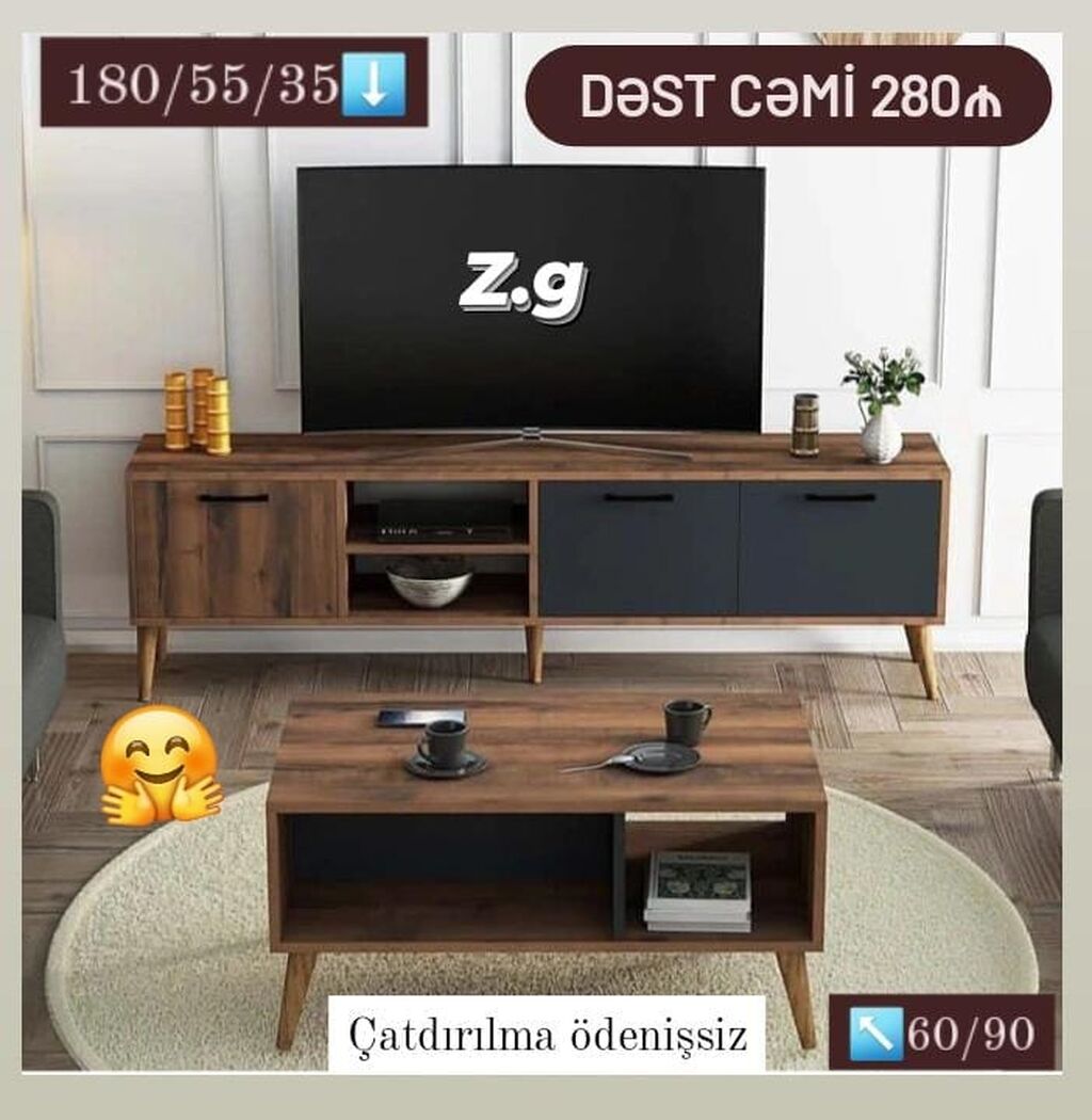 TV stend və jurnal masası yeni: 280 AZN Qonaq otağı dəstləri | Bakı | 41338243 ᐈ lalafo.az