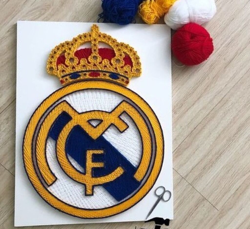 Real Madrid loqolu əl işi ip: Razılaşma yolu ilə Şəkillər, tablolar ...