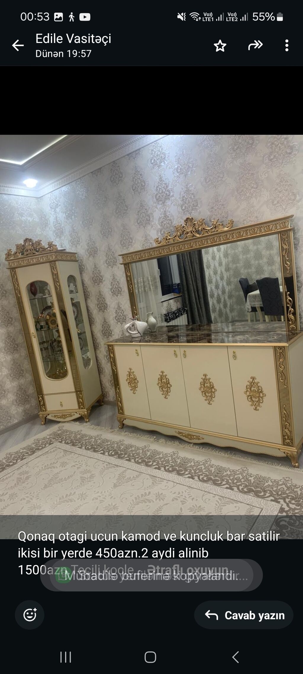 Qonaq otagi ucun kamod ve kuncluk: 450 AZN Qonaq otağı dəstləri | Bakı | 91073892 ᐈ lalafo.az