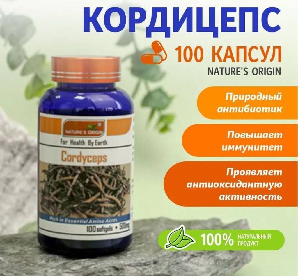 Кордицепс китайский (мягкие капсулы) 100 капсул: 1000 KGS Витамины и ...