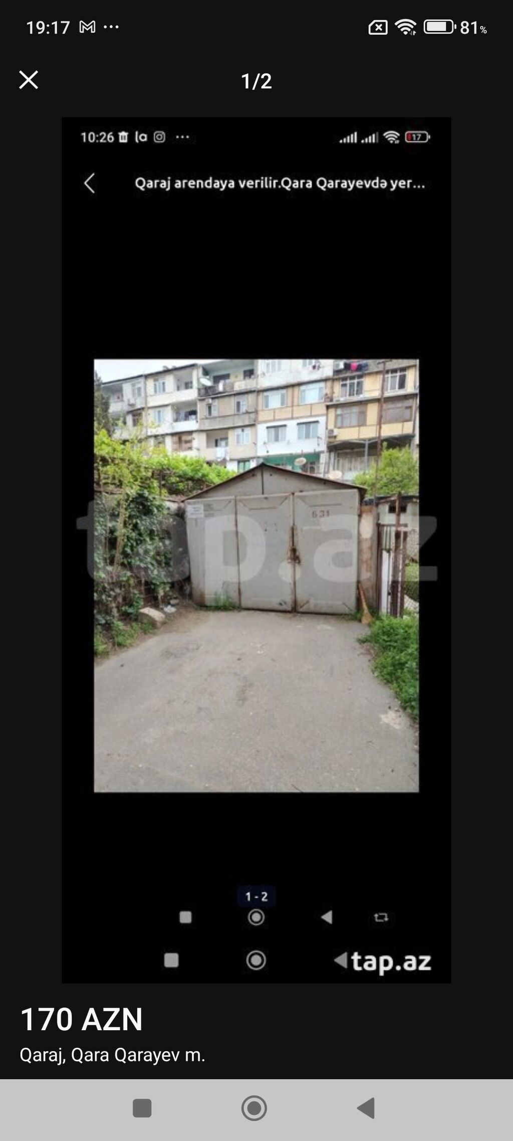 Qara Qarayev metrosu ərazisində metal qutu: 170 AZN Kirayə qaraj | Bakı ...