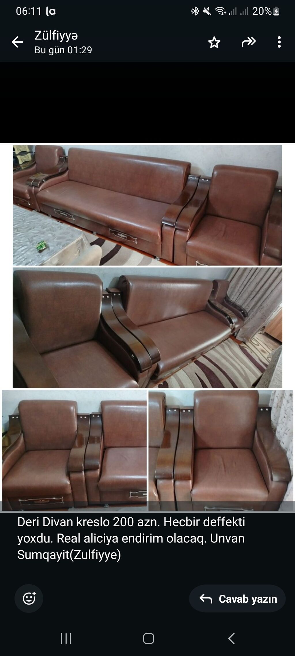 Deri Divan kreslo 200 azn. Hecbir: 200 AZN Divan və kreslo dəstləri ...
