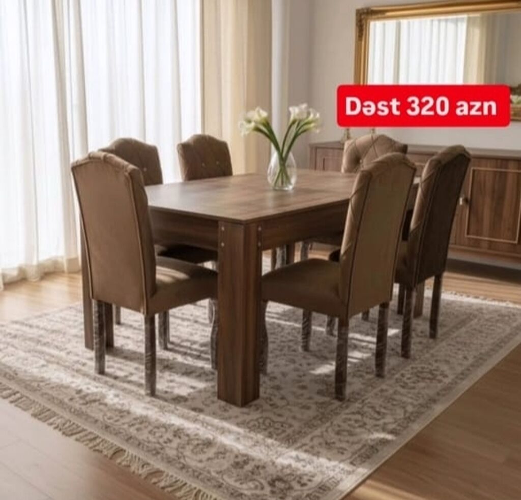 Yemək otağı dəsti – 6 nəfərlik: 320 AZN Masa və oturacaq dəstləri | Bakı | 97685709 ᐈ lalafo.az