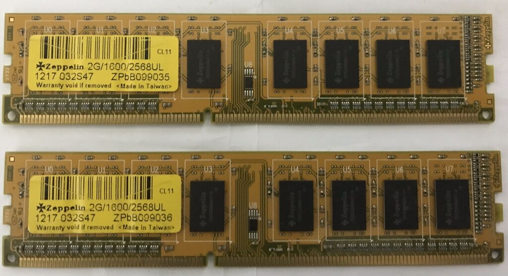 Оперативная память Ddr3 по 2 ГБ 2 плашки Zeppelin 1000 Kgs