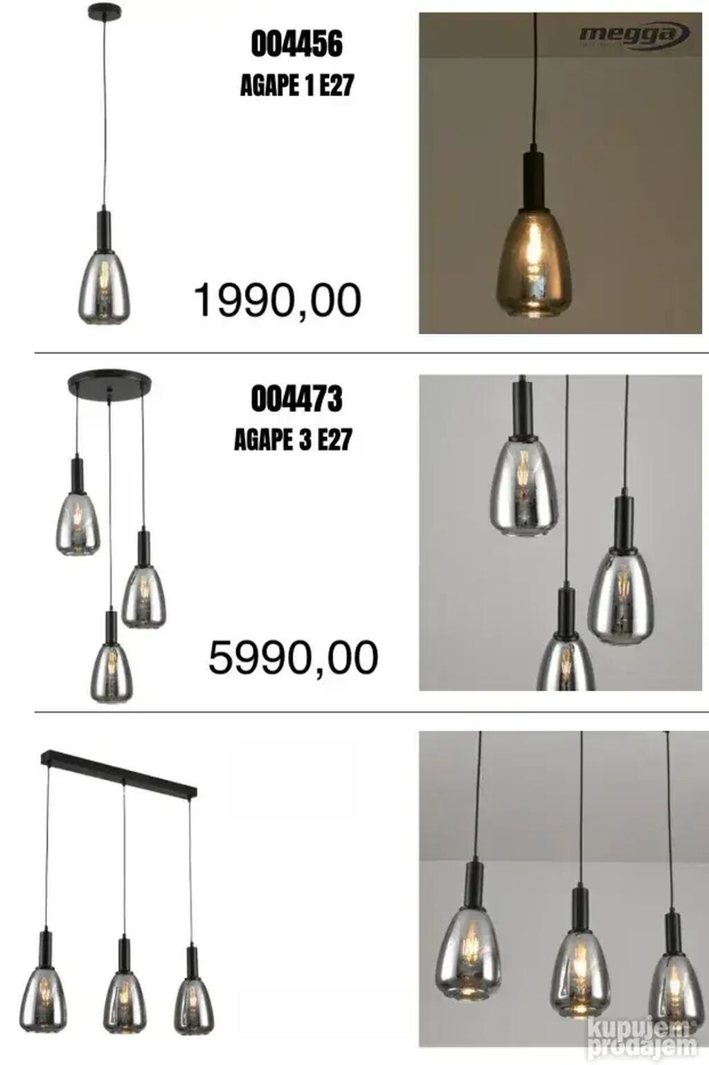 AGAPE serija visećih lampi sa E27: 1990 RSD Rasveta | Kraljevo | 109438093 ᐈ lalafo.rs