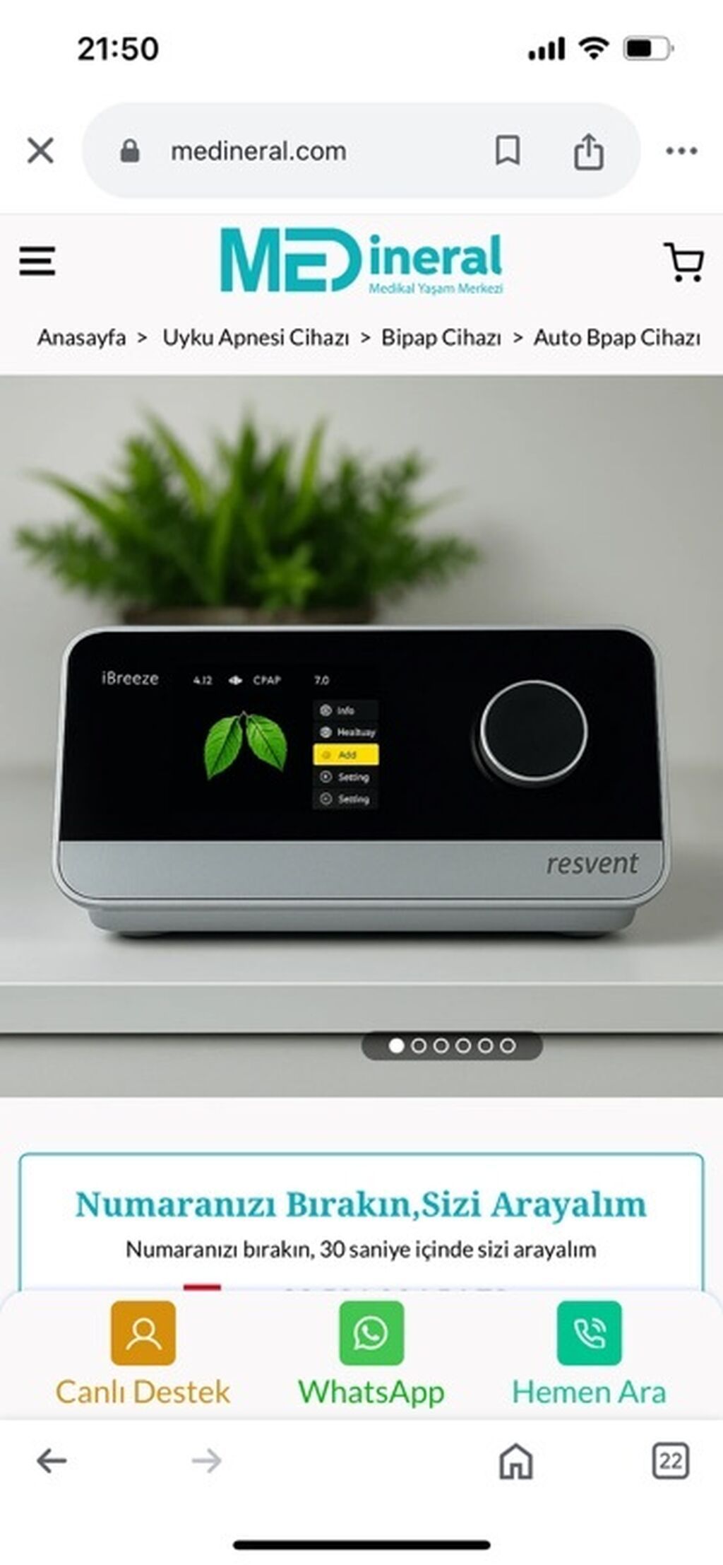 Resvent iBreeze Auto BiPAP/CPAP cihazı -: 700 AZN ᐈ Tibbi avadanlıq ...